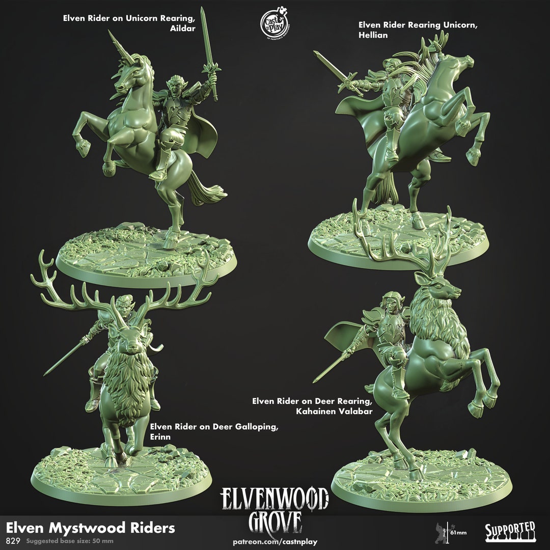 Elven Riders 50mm Base Multiple Poses Dnd Miniatures 32mm 8K Resin ...