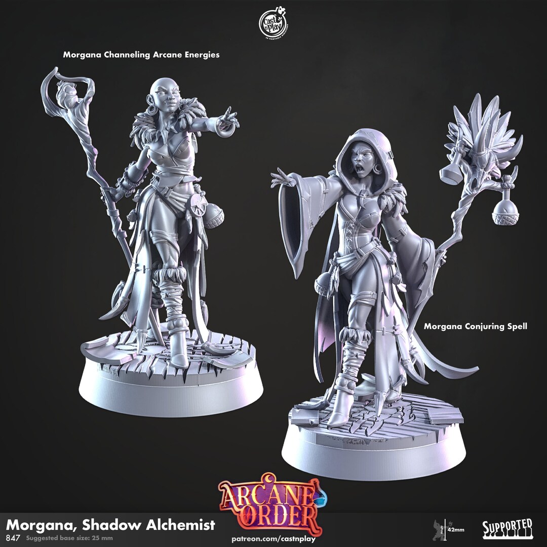 Shadow Alchemist Morgana Multiple Poses Dnd Miniatures 32mm 8K Resin ...