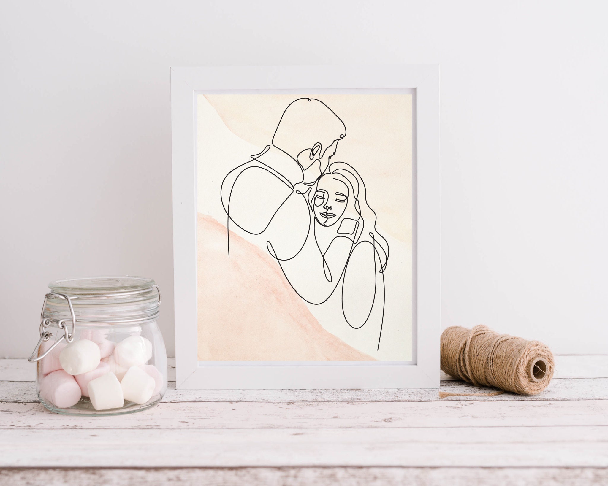 Couples Line Art, Line Art Print, Line Drawing Wall Art, Digital ...