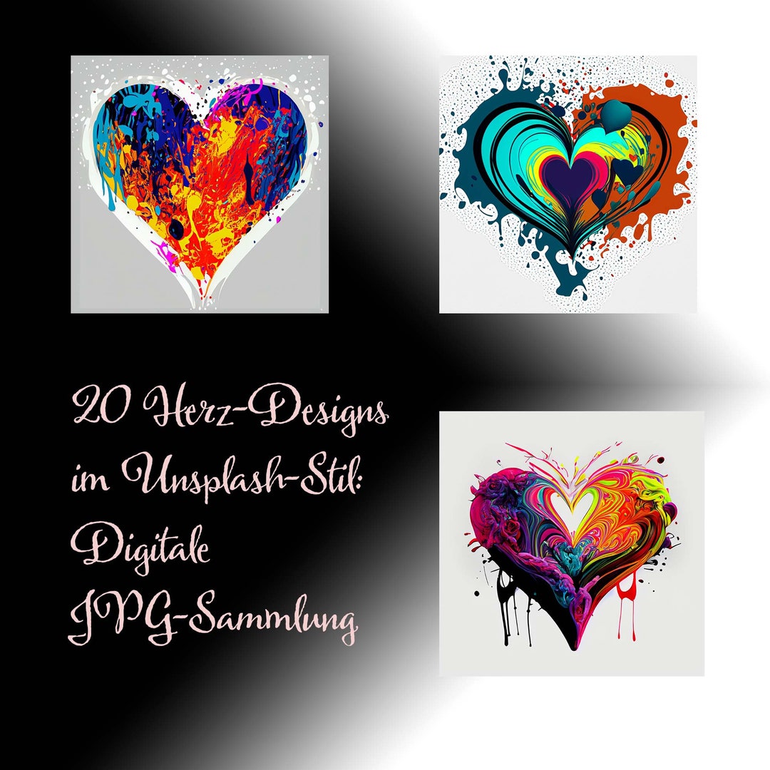 Unsplash Style Heart Graphic Digital Art Modern Heart Design Love ...