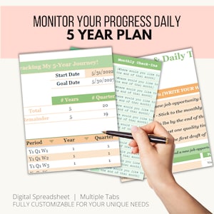 Ultimate 5 Year-plan - Goals Tracker by Yearly, Quarterly, Weekly, and ...