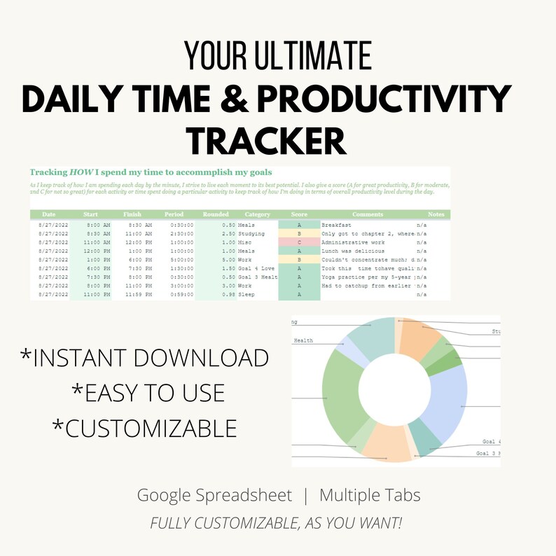 Your Daily Time Management and Productivity Tracker - Etsy