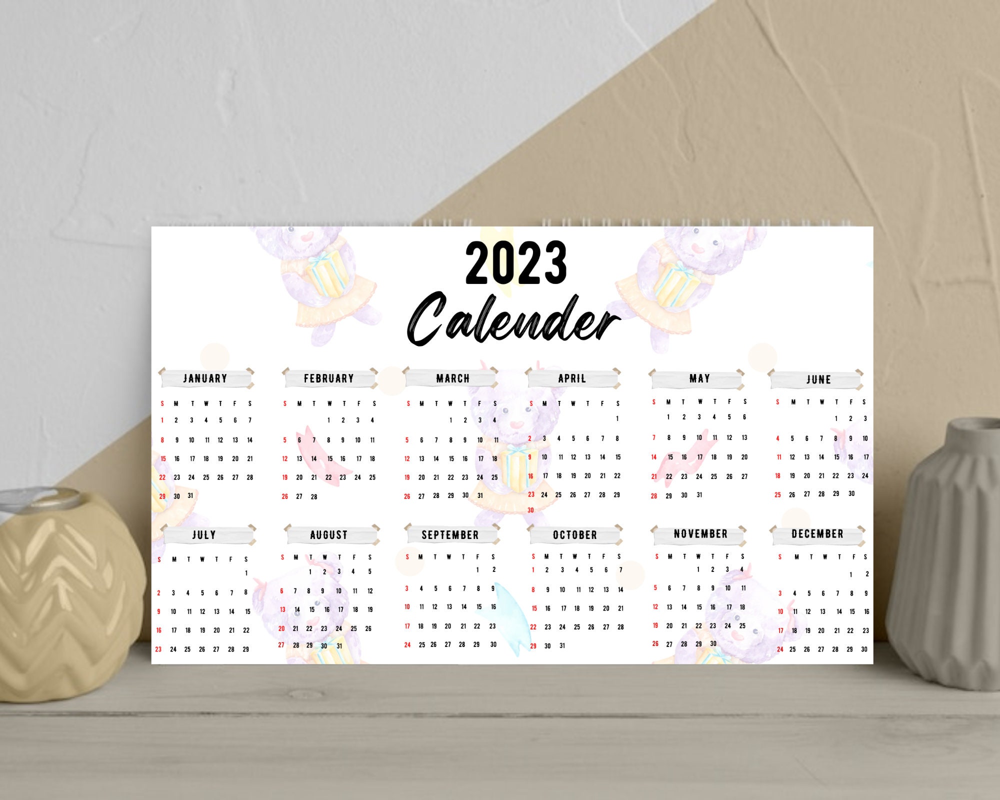 2023 Calendar, Printable, Minimalist Simple Calendar, 11 X 8.5 Inches ...