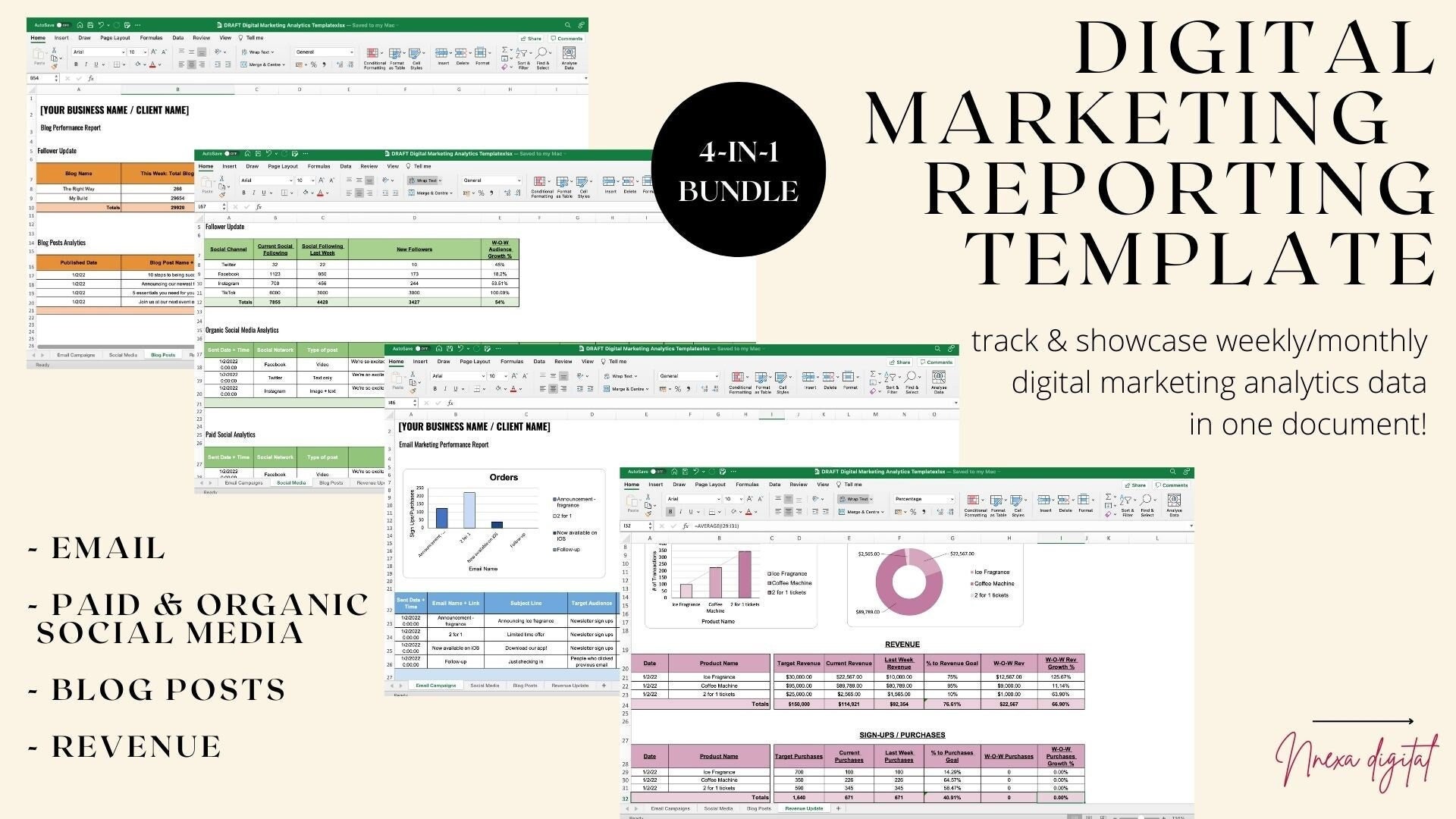 Digital Marketing Report Template | Emails | Social Media | Blog ...