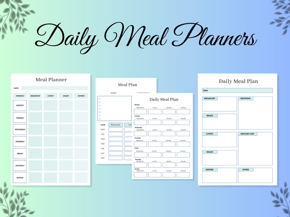 Meal Planner Printable Weekly Meal Planner Daily Meal - Etsy