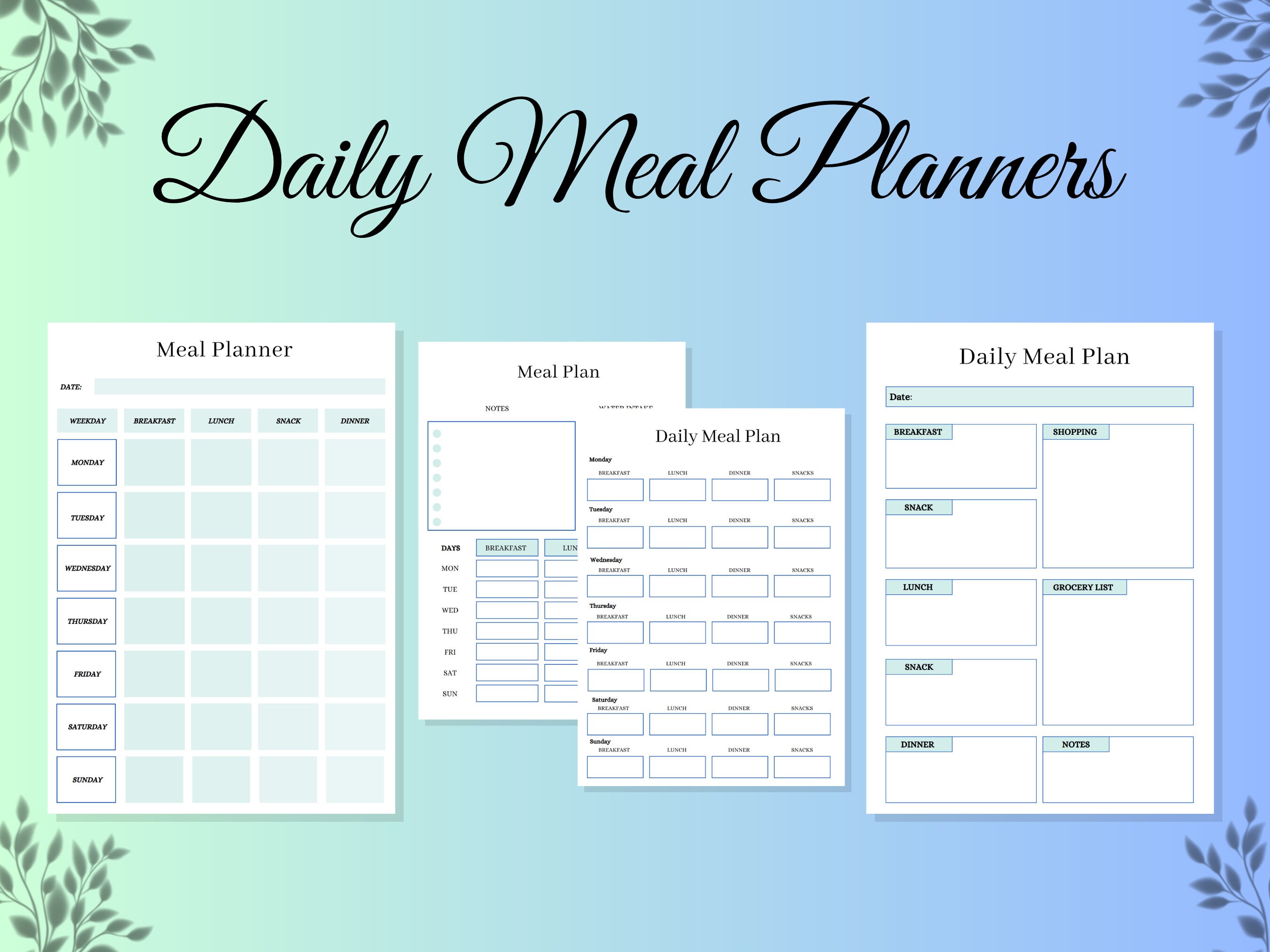 Meal Planner Printable Weekly Meal Planner Daily Meal - Etsy