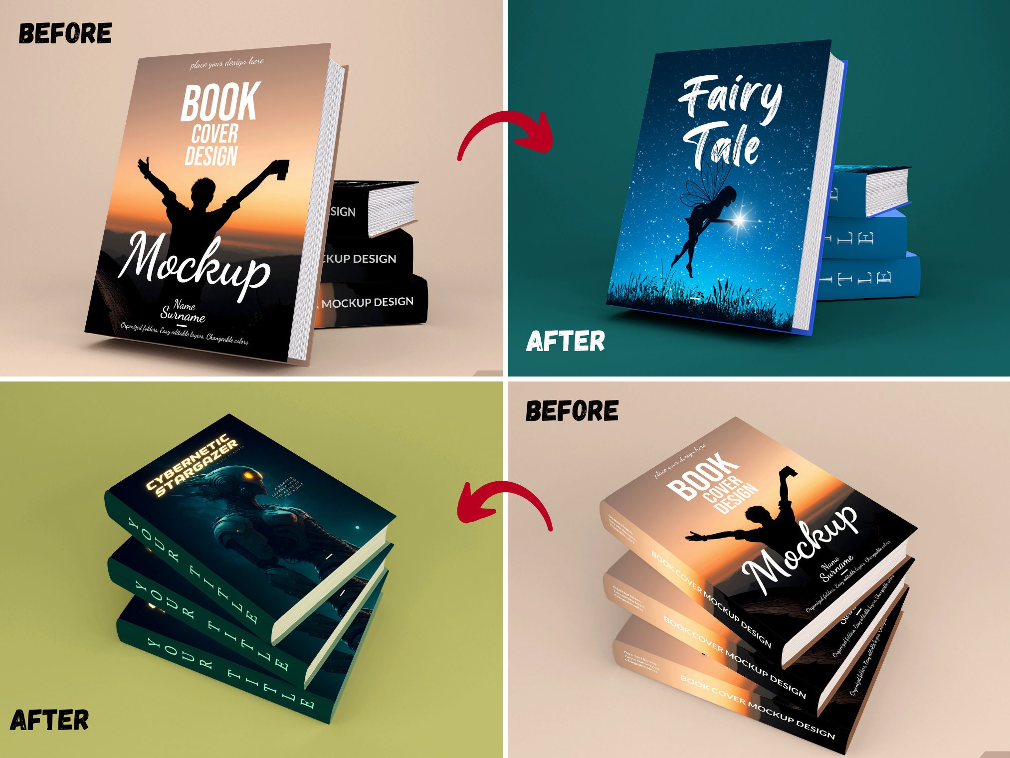Book Mockup Bundle, Book Mockup PSD, Books Mockup, Book Cover Mockup ...