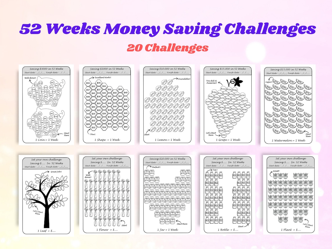 Money Saving Challenge Printable Money Saving Challenge - Etsy Canada