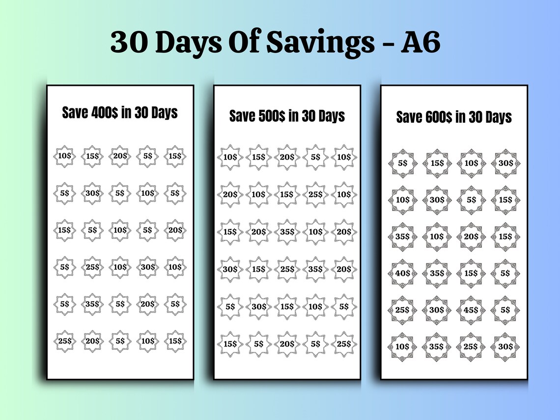 Saving Challenge Printable Printable Saving Challenge - Etsy