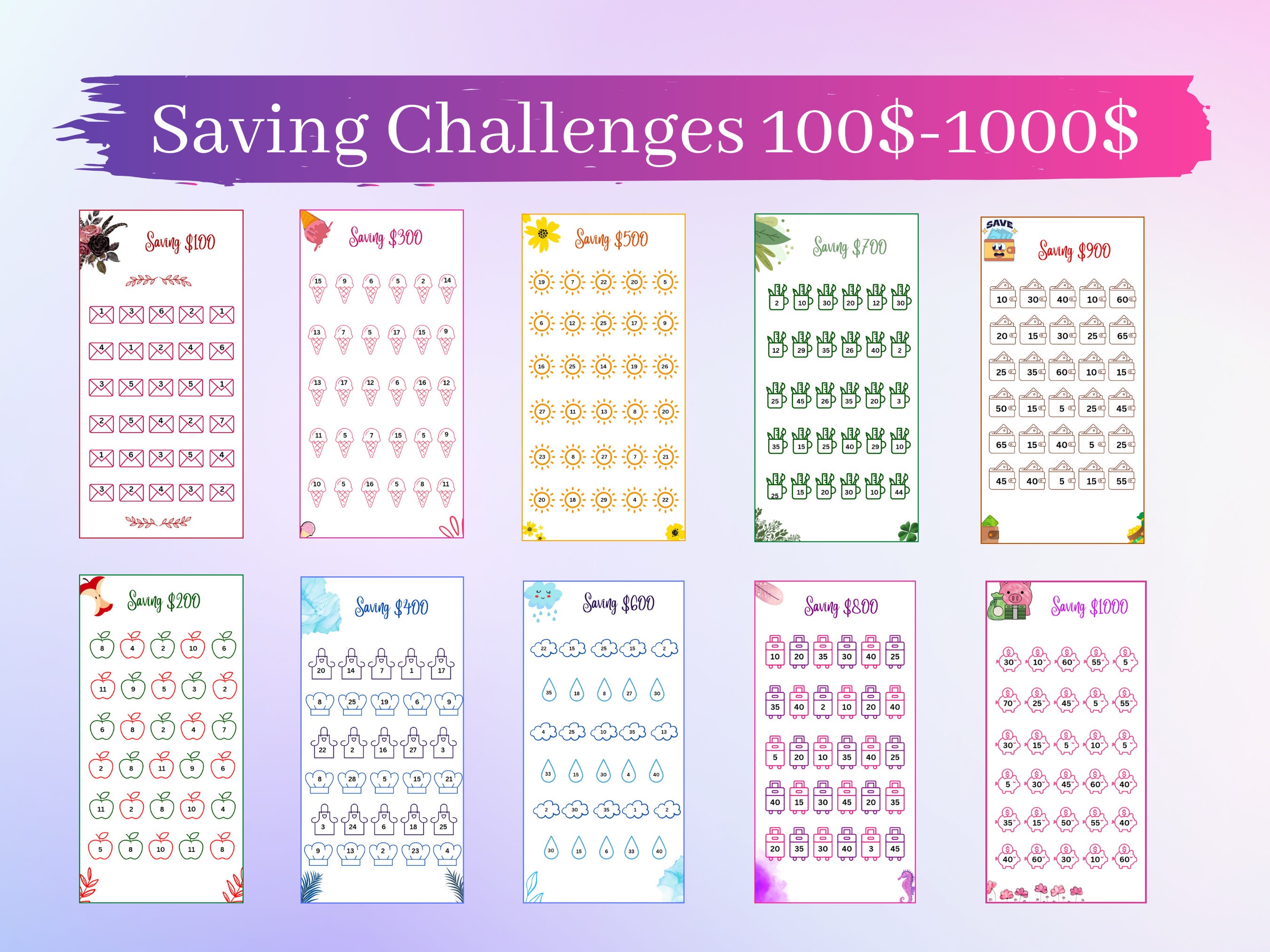 Savings Challenge Printable Money Saving Challenge Printable - Etsy