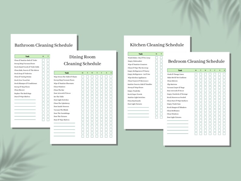 Chores Chart Printable, Cleaning Schedule, Cleaning Planner, Cleaning ...