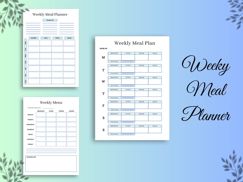 Meal Planner Printable Weekly Meal Planner Daily Meal - Etsy