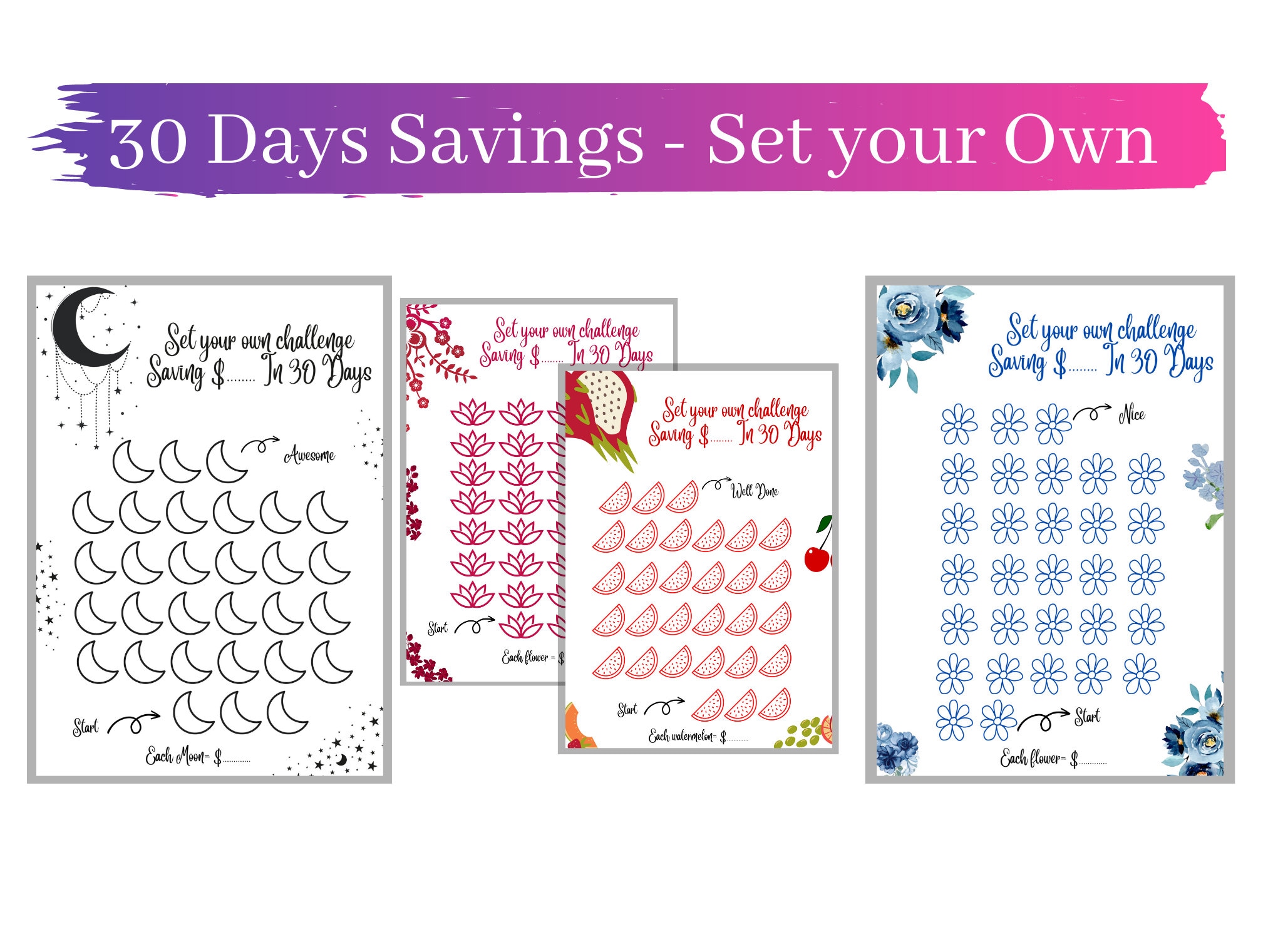 Saving Challenge Printable Printable Saving Challenge - Etsy UK