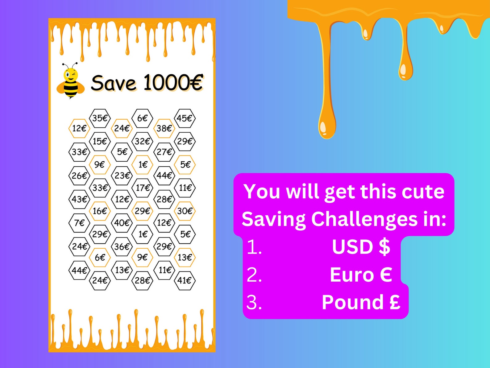 Savings Challenge Savings Challenge Printable Saving Etsy