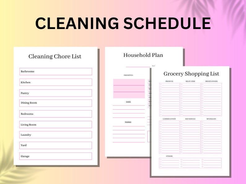 Chores Chart Printable, Cleaning Schedule, Cleaning Planner, Cleaning ...