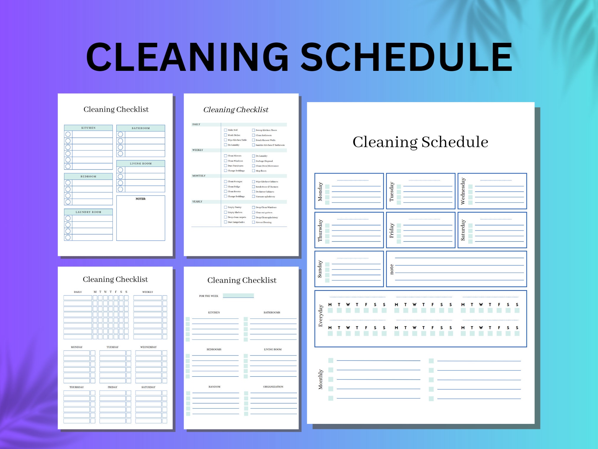 Chores Chart Printable, Cleaning Schedule, Cleaning Planner, Cleaning ...