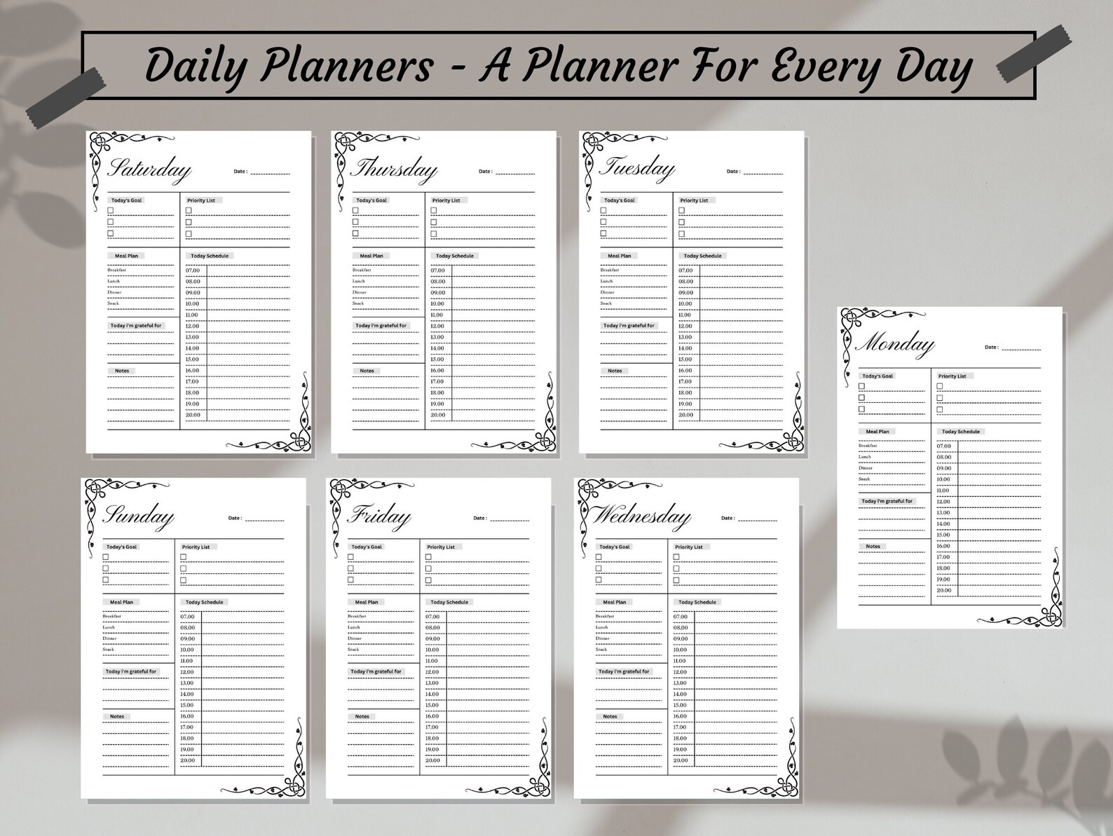 Daily Planner Printable, Undated Planner Printable, A5 Planner Inserts ...