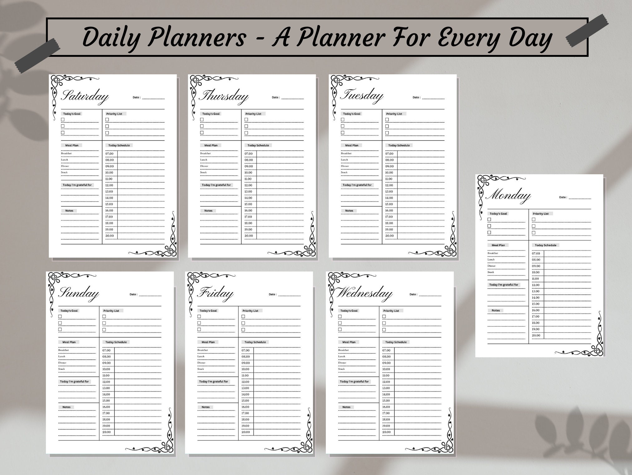 Daily Planner Printable, Undated Planner Printable, A5 Planner Inserts ...