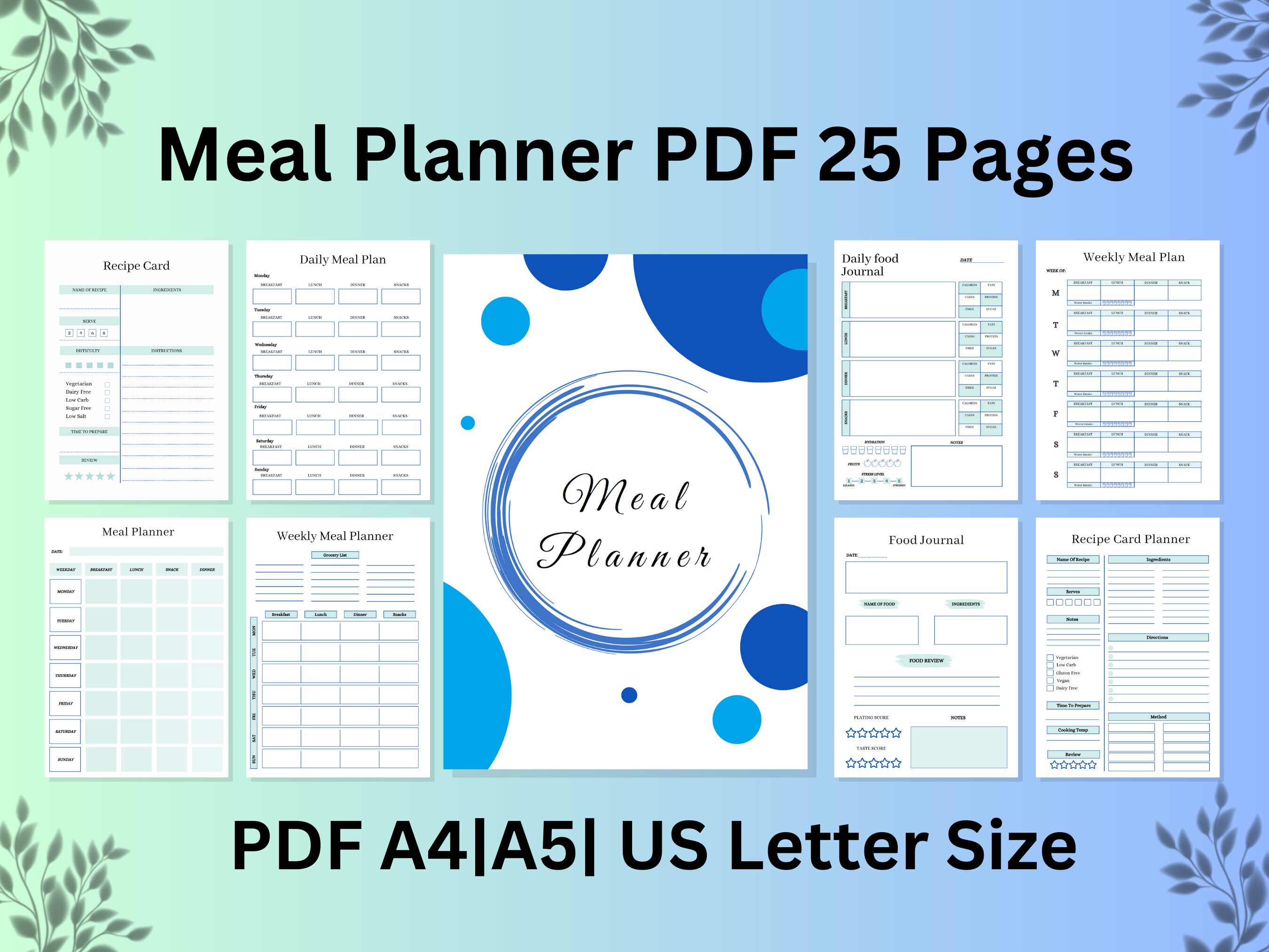 Meal Planner Printable Weekly Meal Planner Daily Meal - Etsy