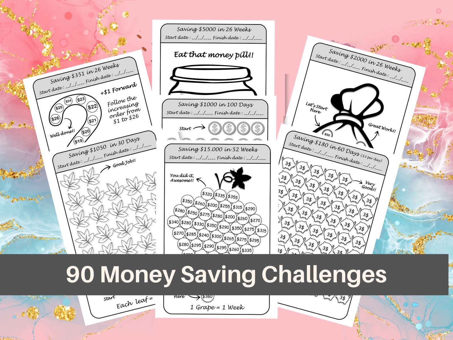 Money Saving Challenge Printable Money Saving Challenge - Etsy Canada