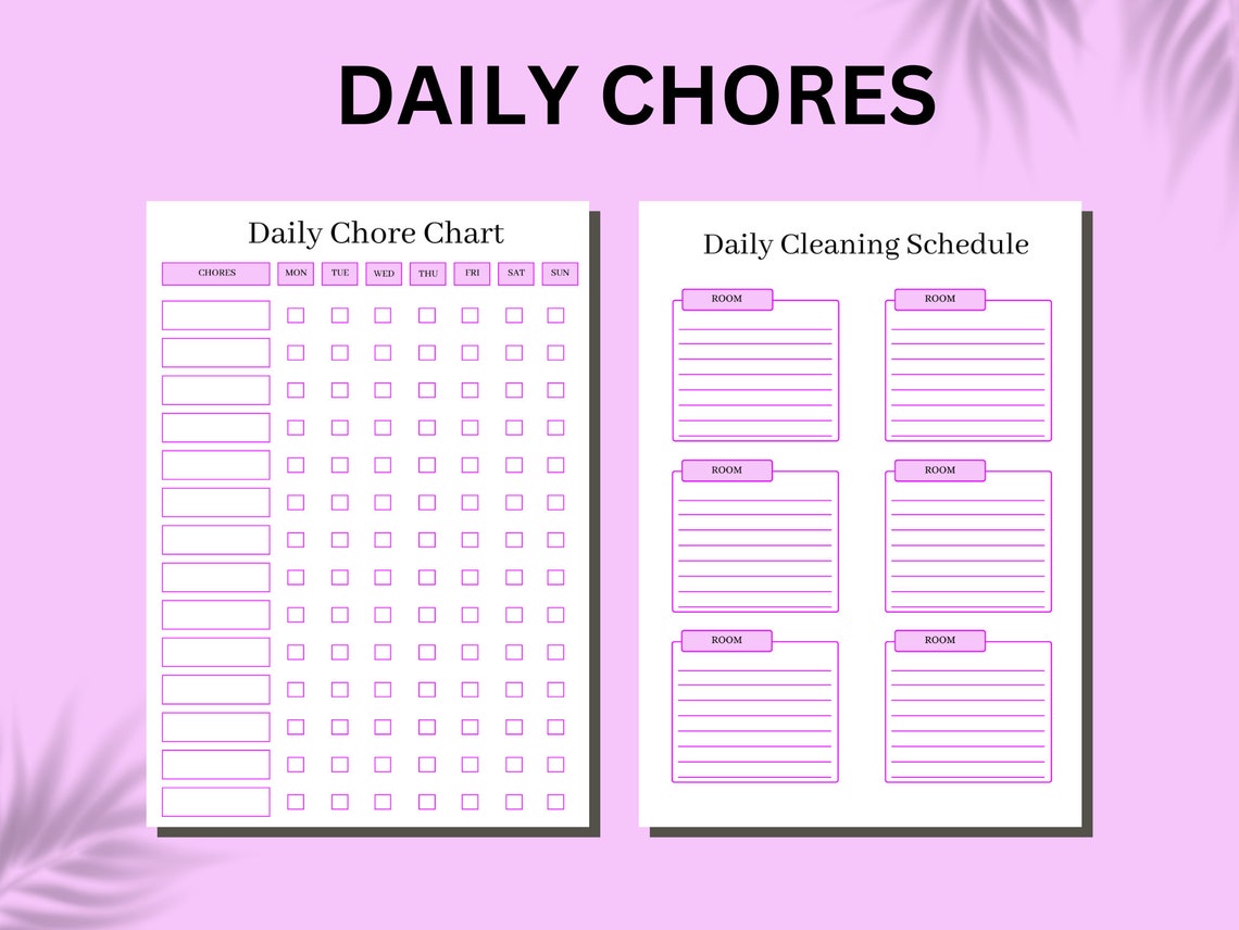 Chores Chart Printable Cleaning Schedule Cleaning Planner - Etsy