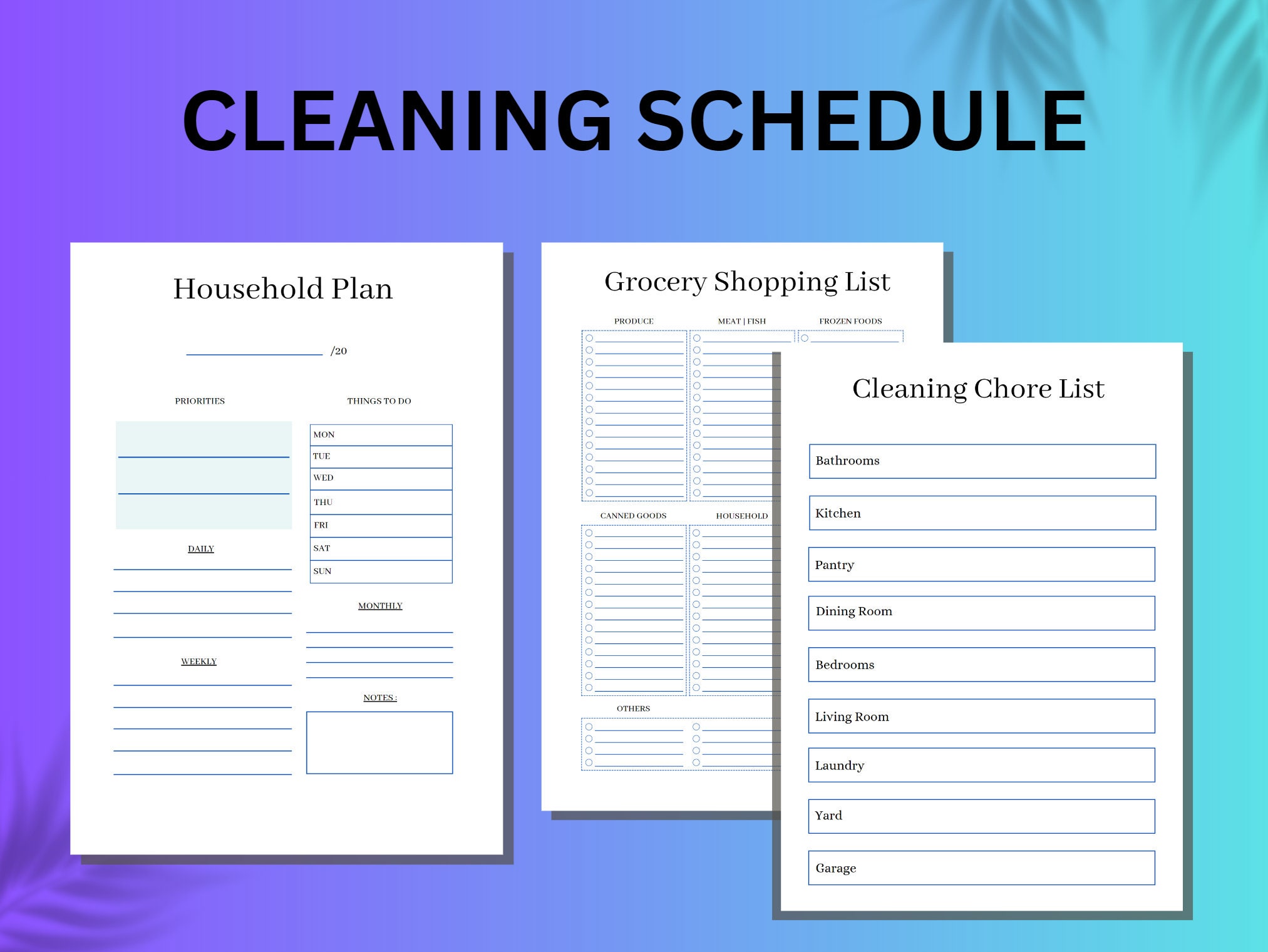 Chores Chart Printable, Cleaning Schedule, Cleaning Planner, Cleaning ...