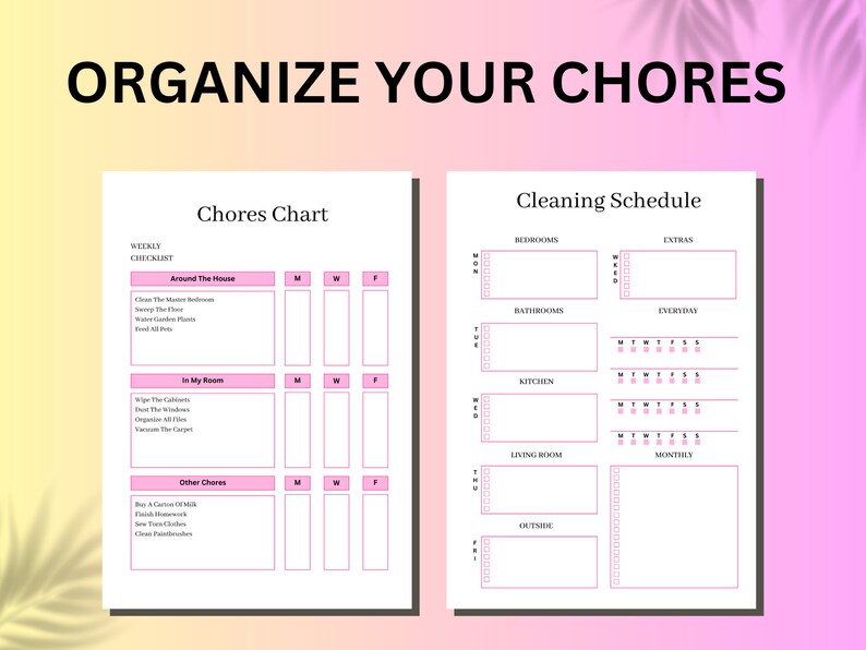 Chores Chart Printable, Cleaning Schedule, Cleaning Planner, Cleaning ...