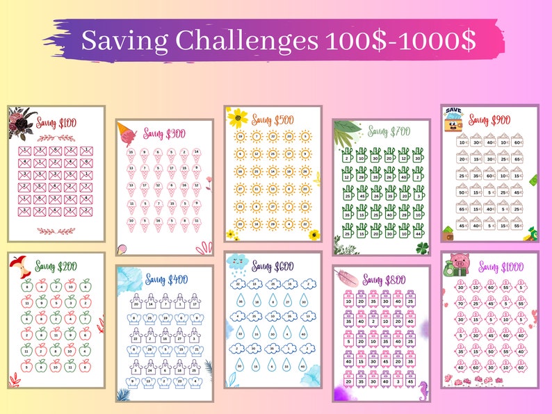 Saving Challenge Printable Printable Saving Challenge - Etsy