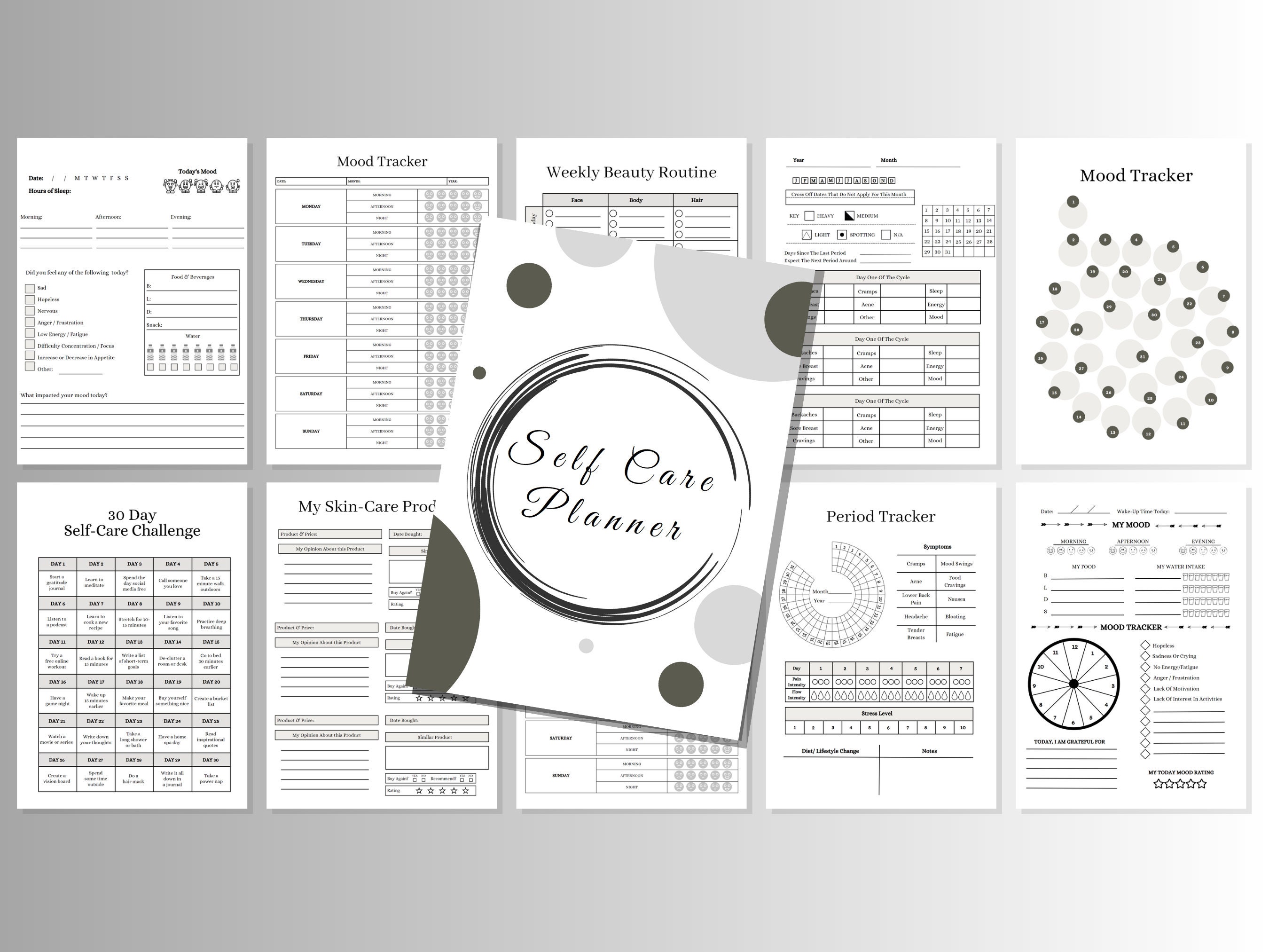 Self Care Planner Printable Self Care Journal Mood Tracker - Etsy