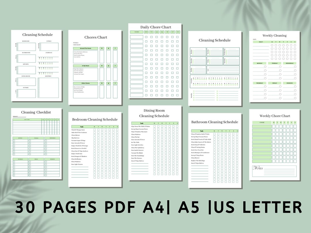 Chores Chart Printable, Cleaning Schedule, Cleaning Planner, Cleaning ...