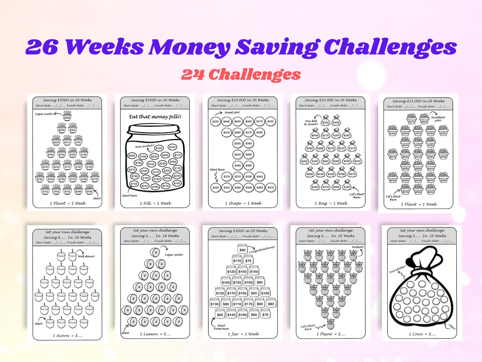 Money Saving Challenge Printable Money Saving Challenge - Etsy Canada