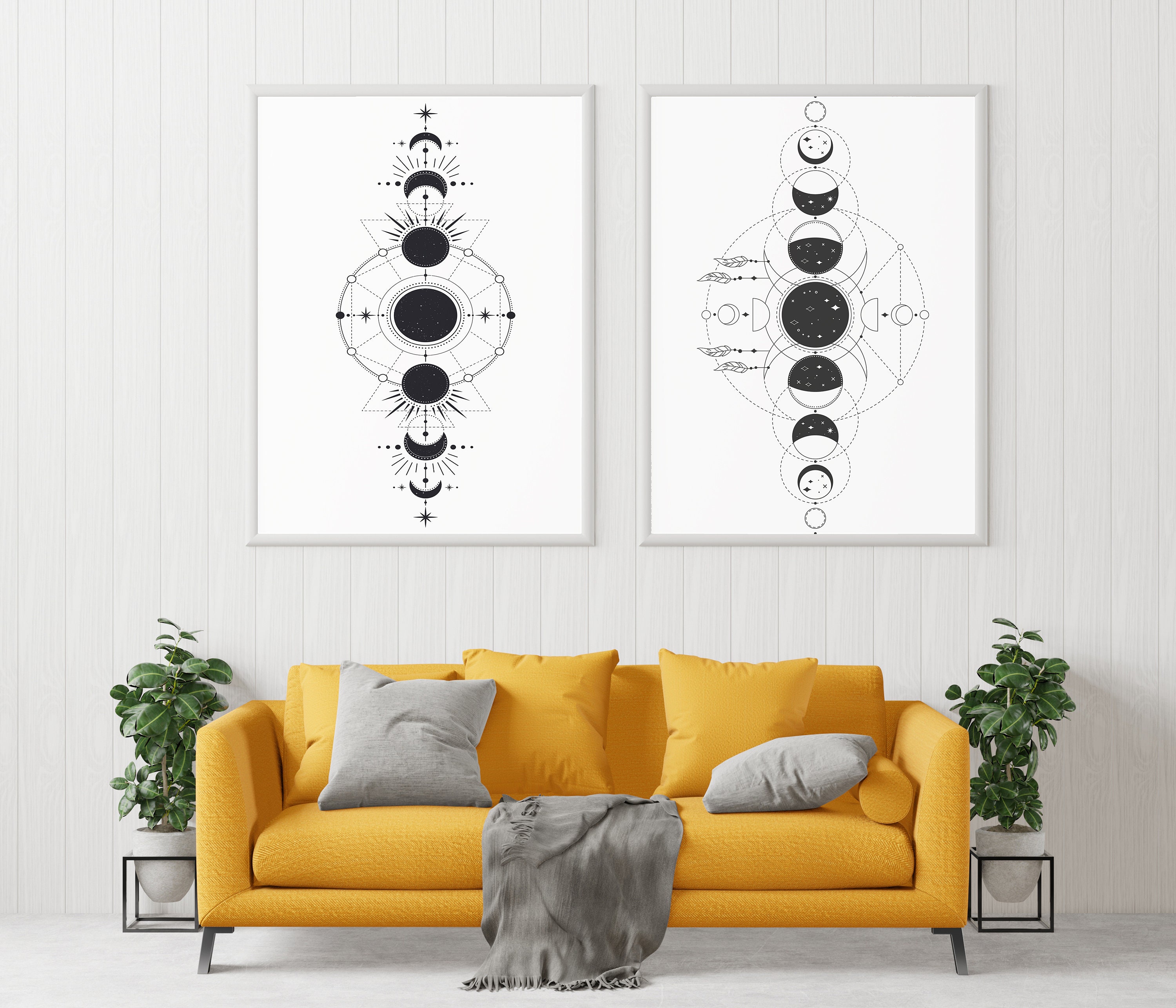 Moon Phases Wall Art Printable Moon Phase Wall Hanging - Etsy