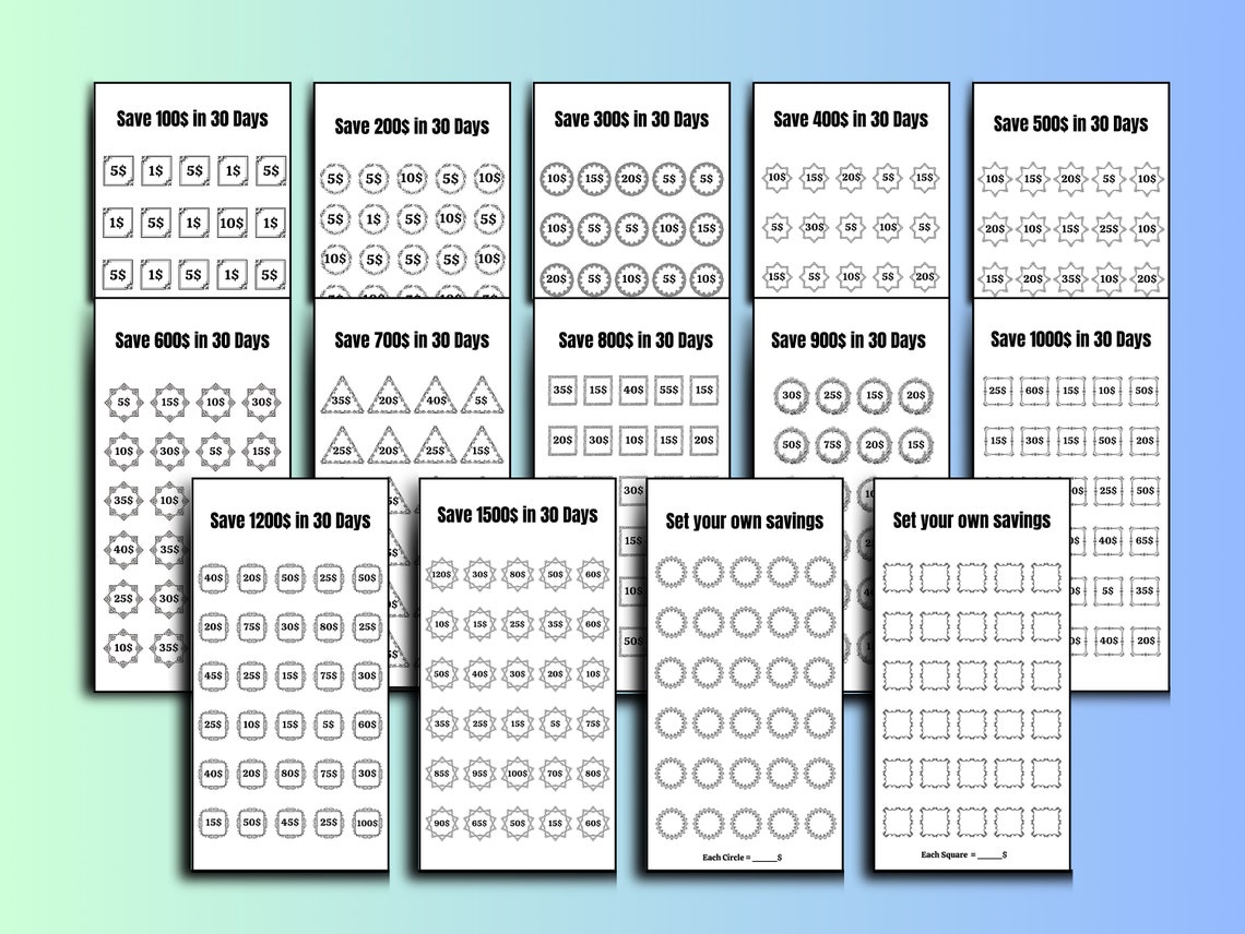 Saving Challenge Printable Printable Saving Challenge - Etsy