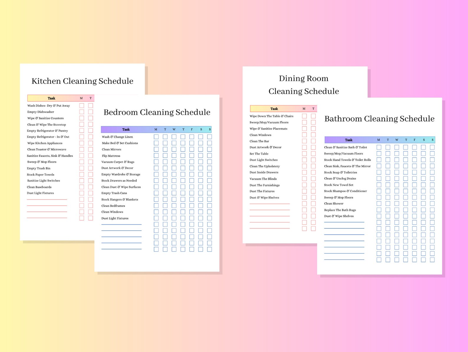 Chores Chart Printable, Cleaning Schedule, Cleaning Planner, Cleaning ...