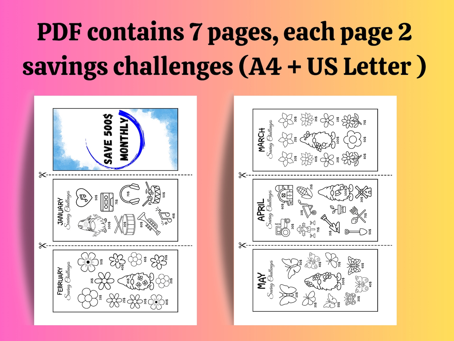 Savings Challenge, Savings Challenge Printable, Saving Challenge ...