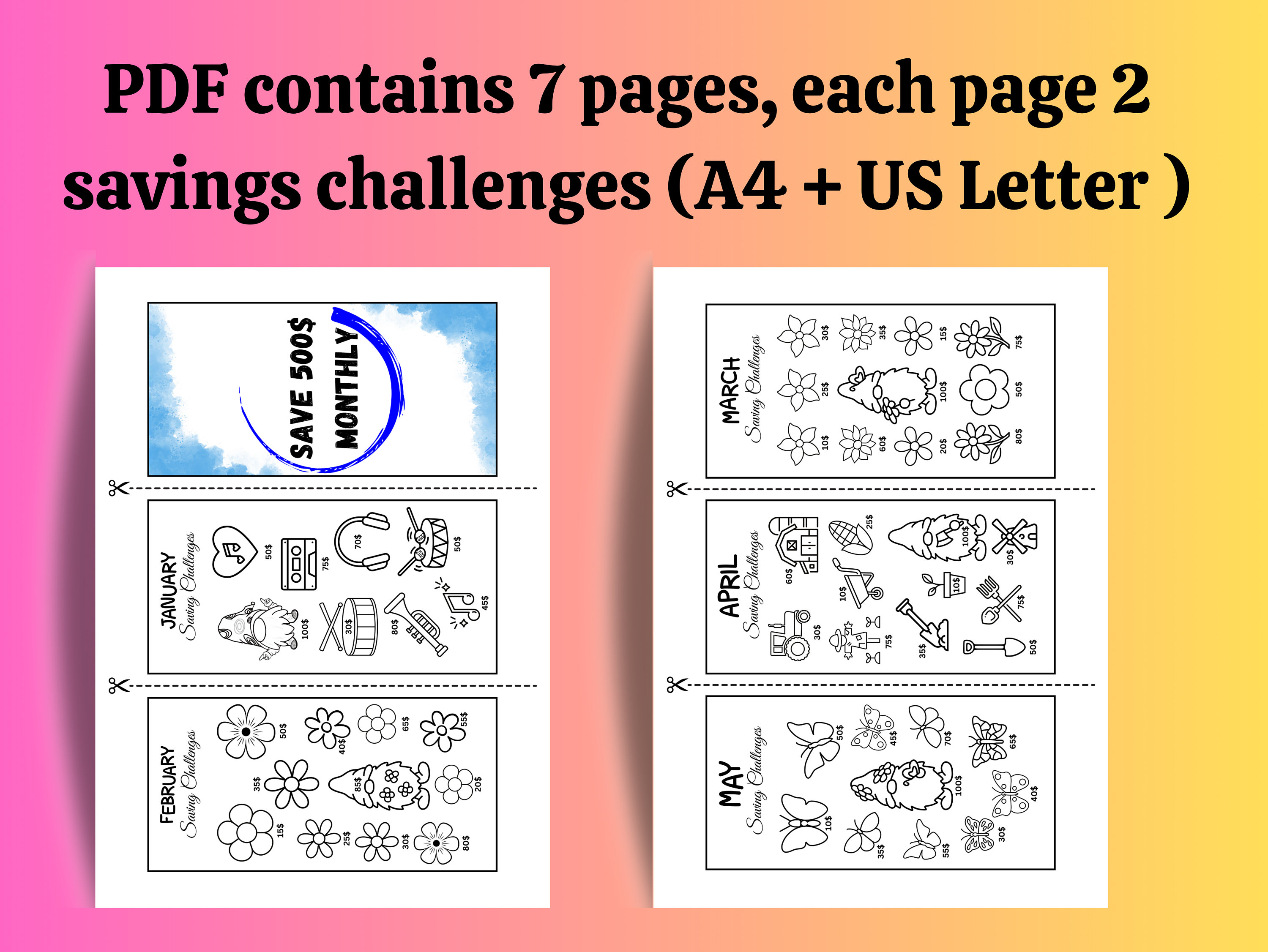 Savings Challenge, Savings Challenge Printable, Saving Challenge ...
