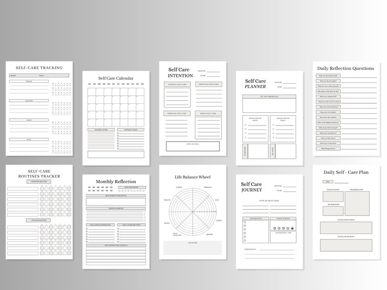 Self Care Planner Printable Self Care Journal Mood Tracker - Etsy