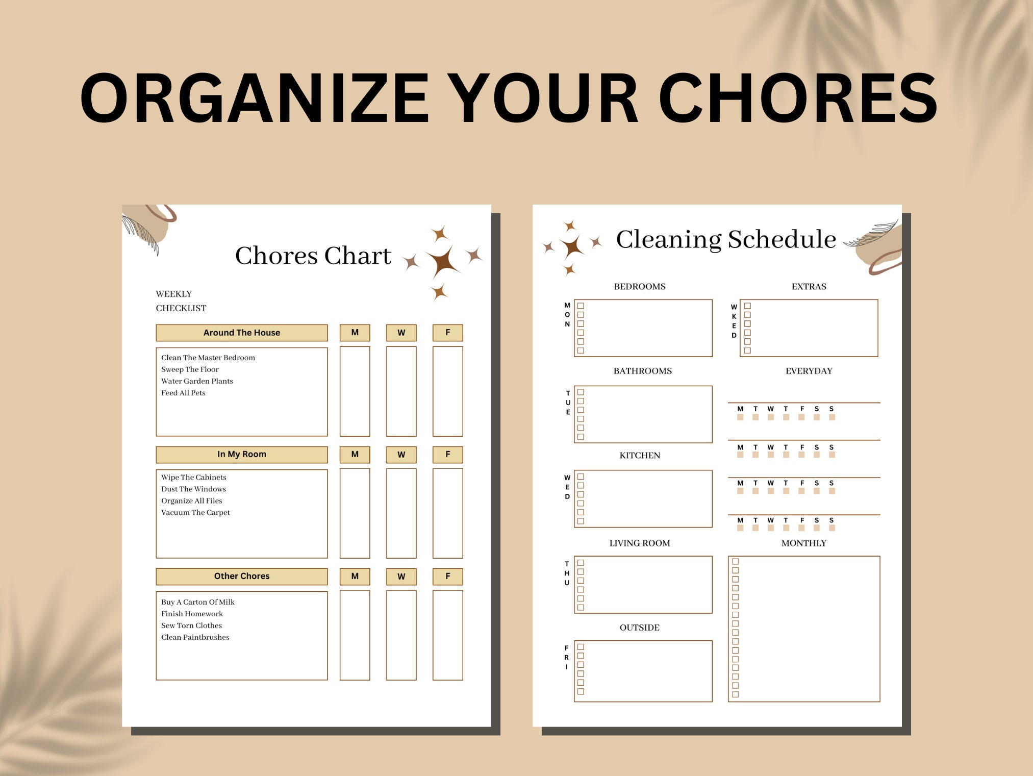 Chores Chart Printable, Cleaning Schedule, Cleaning Planner, Cleaning ...
