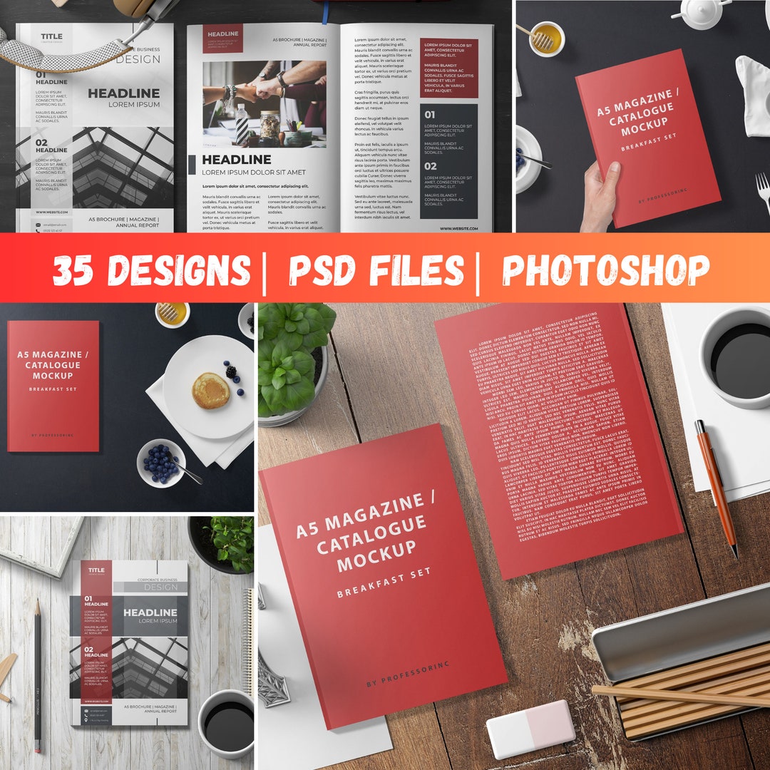 Magazine Cover Mockup PSD, Magazine Template Mockup, A5 Magazine Cover ...