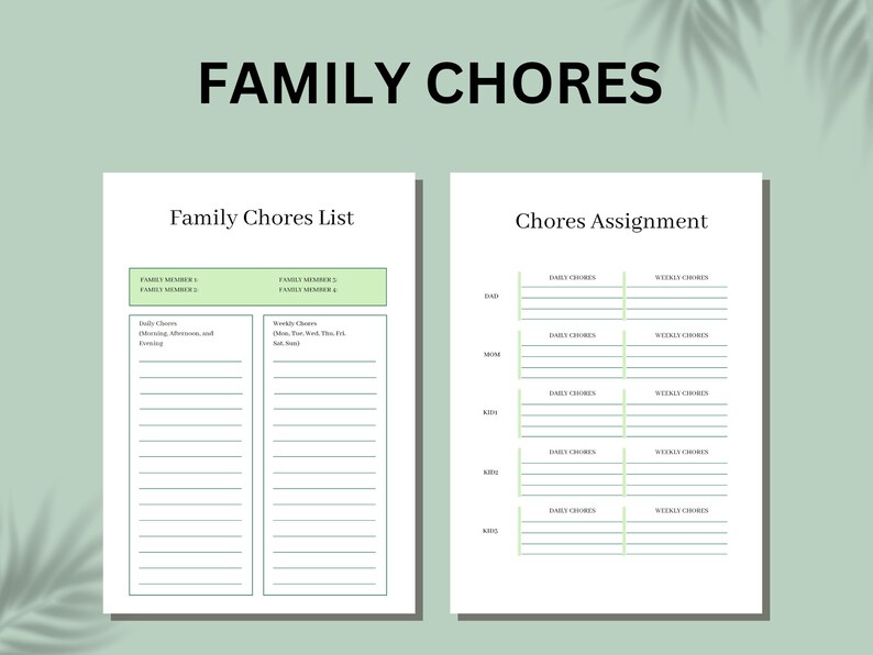 Chores Chart Printable, Cleaning Schedule, Cleaning Planner, Cleaning ...