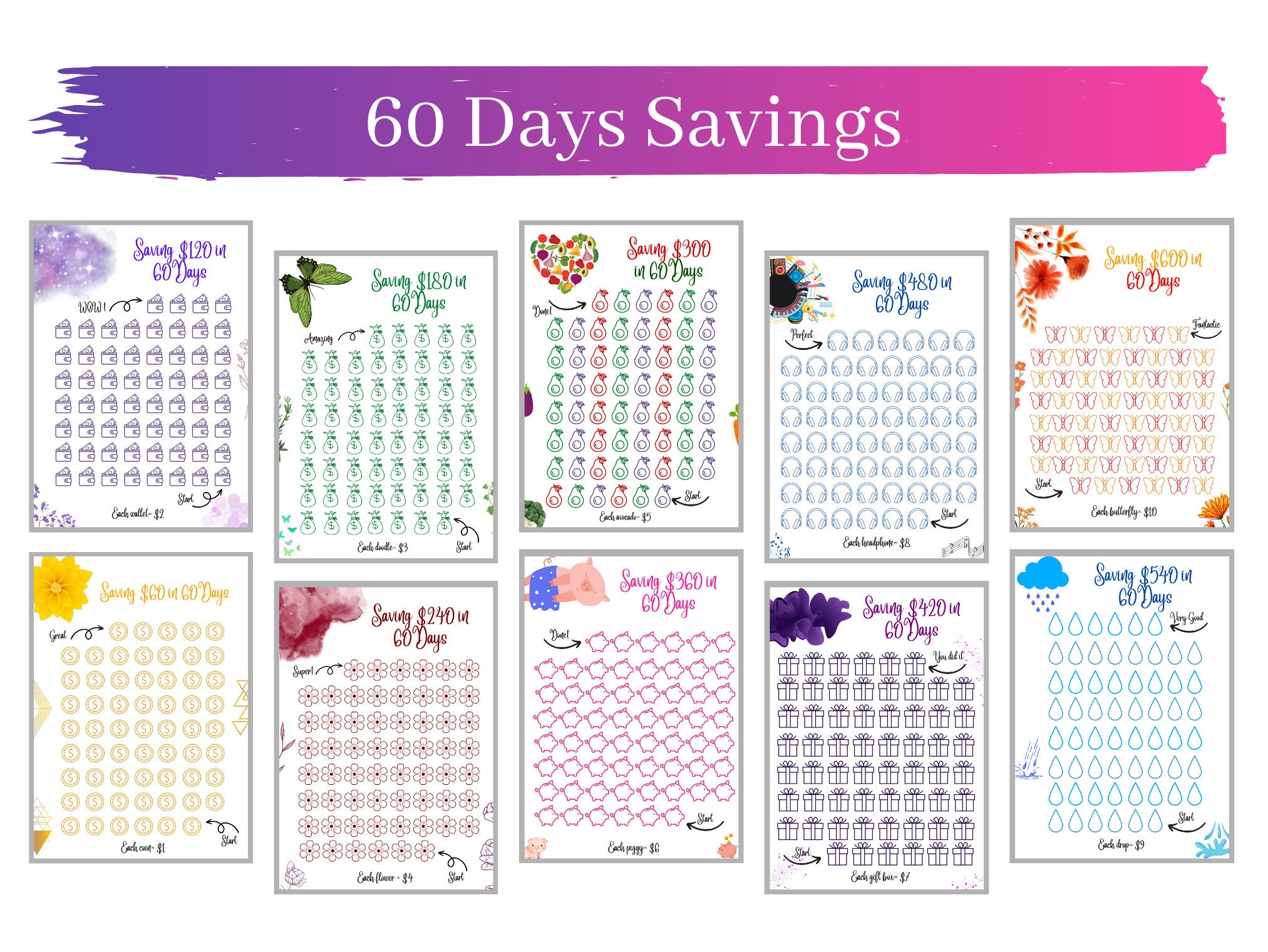 Saving Challenge Printable Printable Saving Challenge - Etsy UK