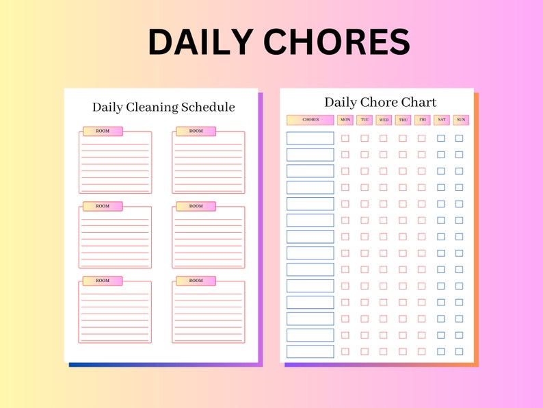 Chores Chart Printable, Cleaning Schedule, Cleaning Planner, Cleaning ...