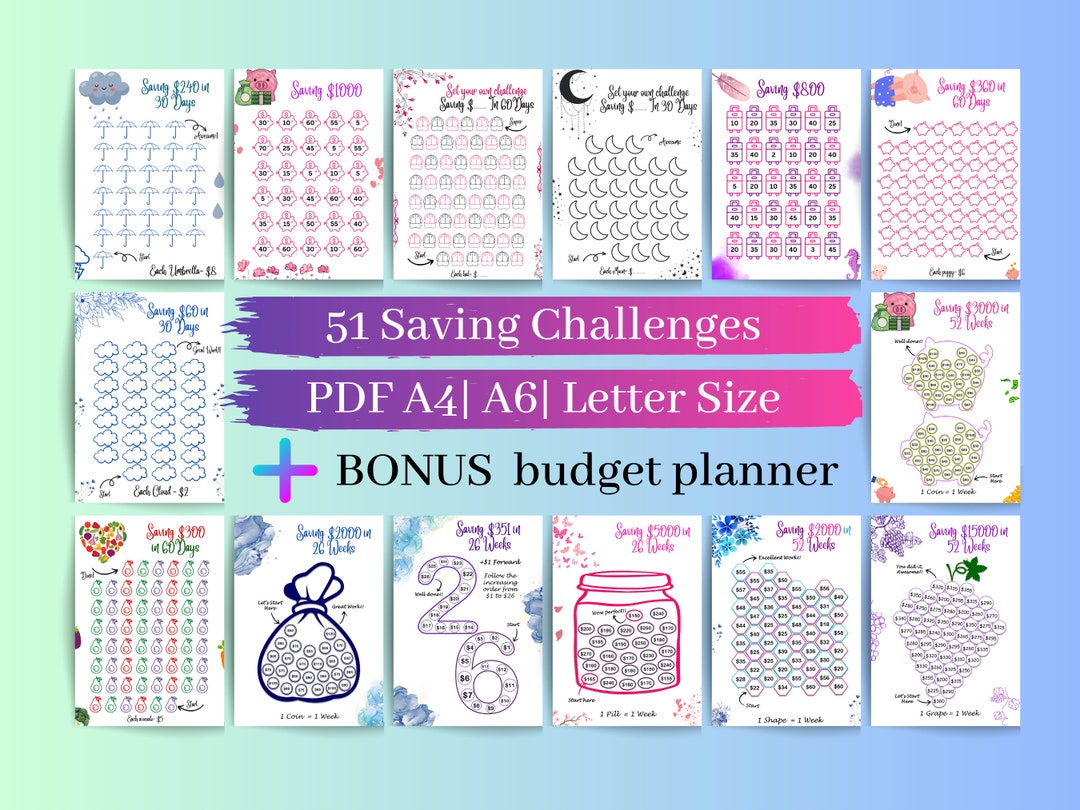Saving Challenge Printable Printable Saving Challenge - Etsy