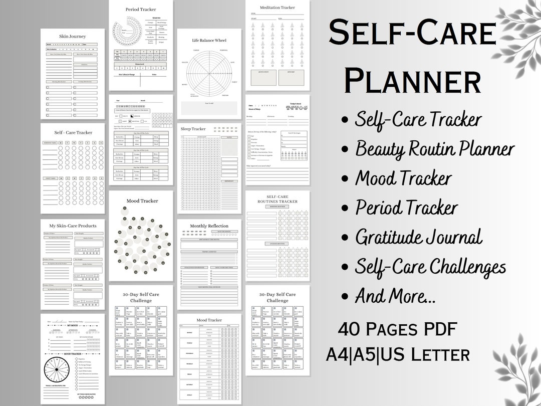 Self Care Planner Printable, Self Care Journal, Mood Tracker, Gratitude ...