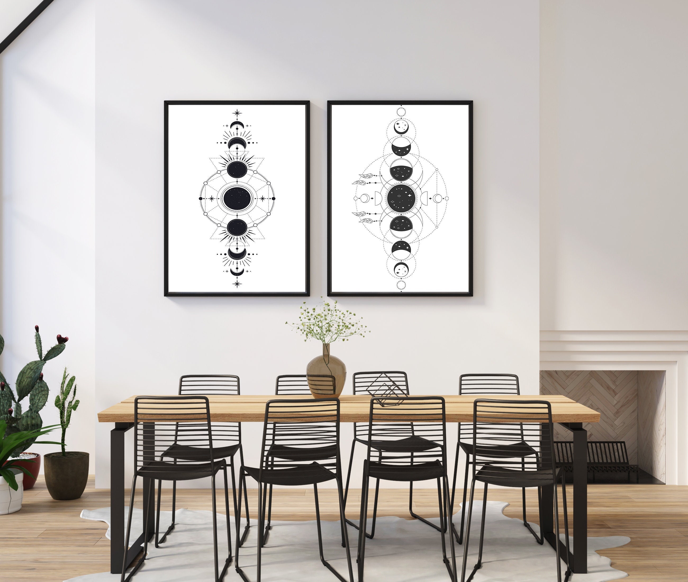 Moon Phases Wall Art Printable Moon Phase Wall Hanging - Etsy