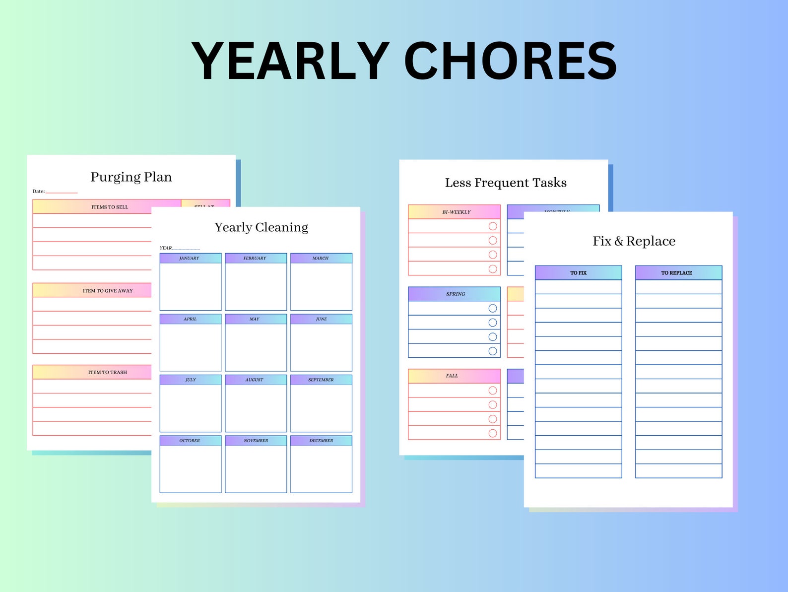 Chores Chart Printable, Cleaning Schedule, Cleaning Planner, Cleaning ...