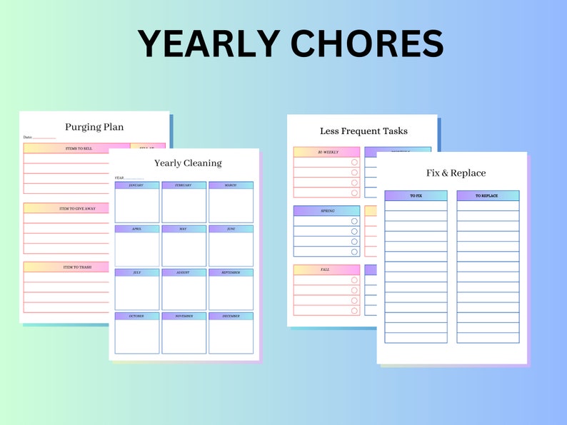 Chores Chart Printable, Cleaning Schedule, Cleaning Planner, Cleaning ...