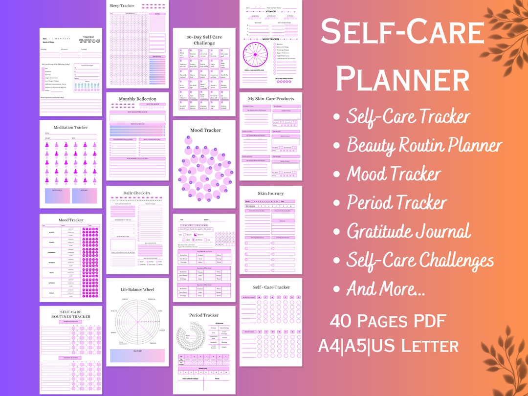 Self Care Planner Printable, Self Care Journal, Mood Tracker, Gratitude ...