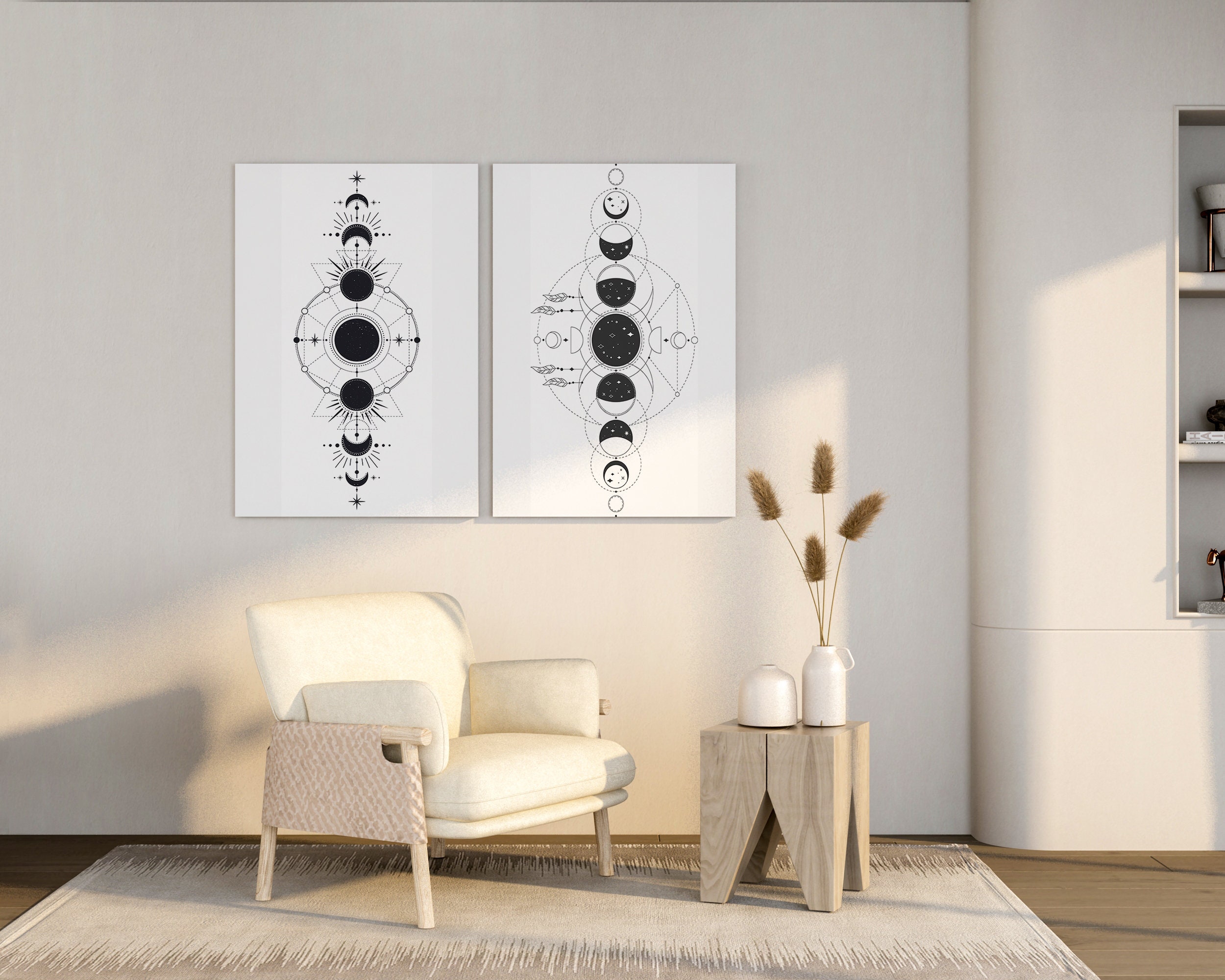 Moon Phases Wall Art Printable Moon Phase Wall Hanging - Etsy