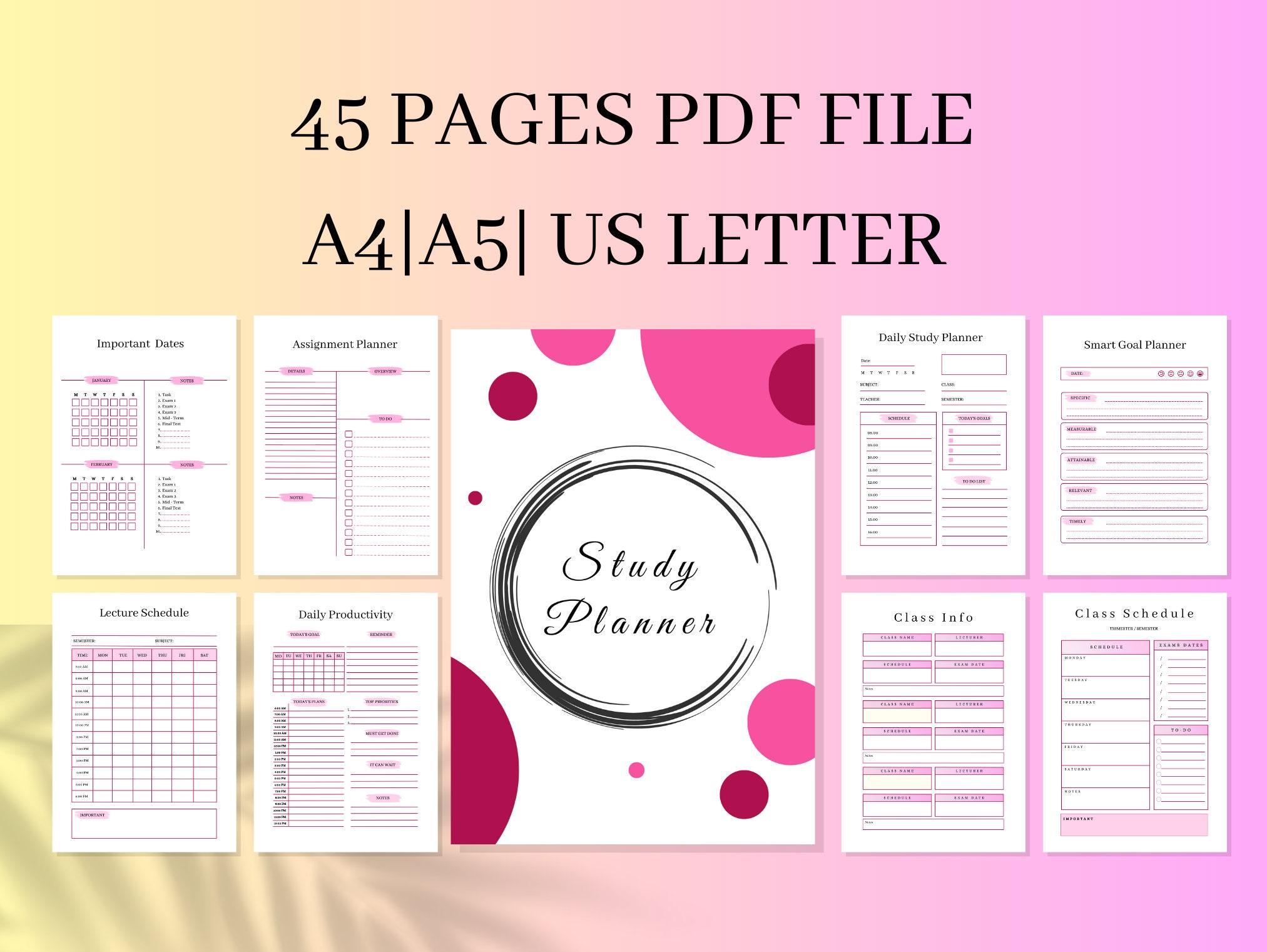 Student Planner Printable, Study Planner Printable, College Student ...